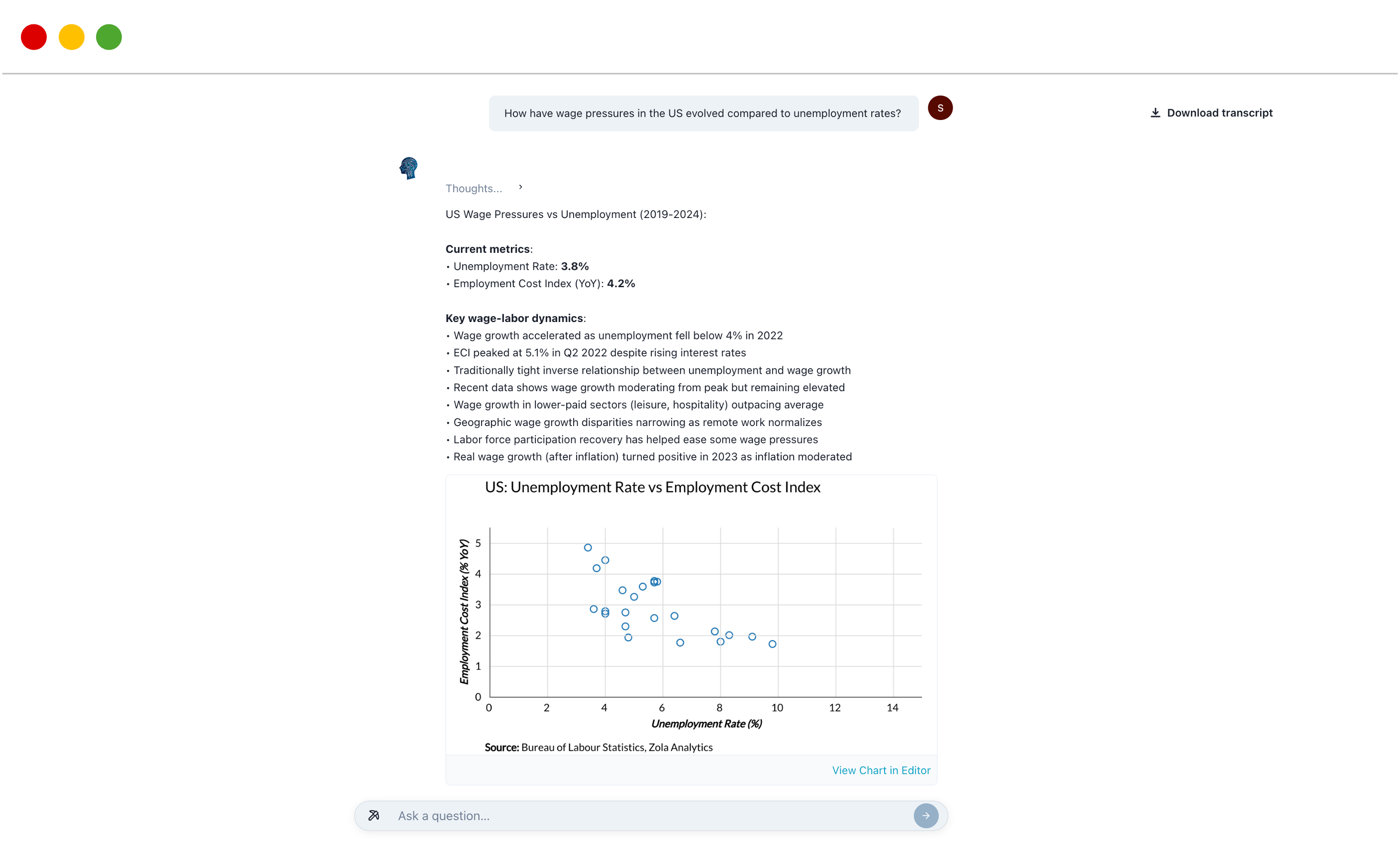 Zola Chat Agents Interface